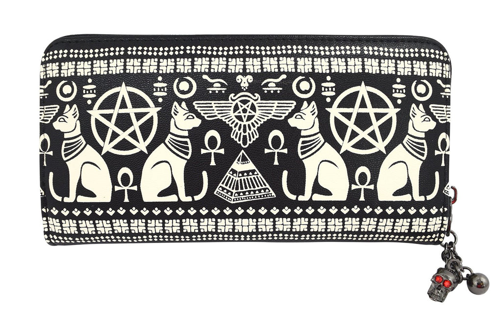 Anubis Gothic Egyptian Cat Pyramid Occult Goth Zip Around Wallet ...