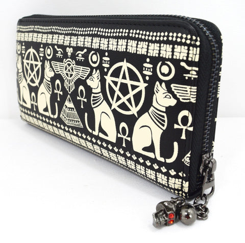 Anubis Gothic Egyptian Cat Pyramid Occult Goth Zip Around Wallet ...