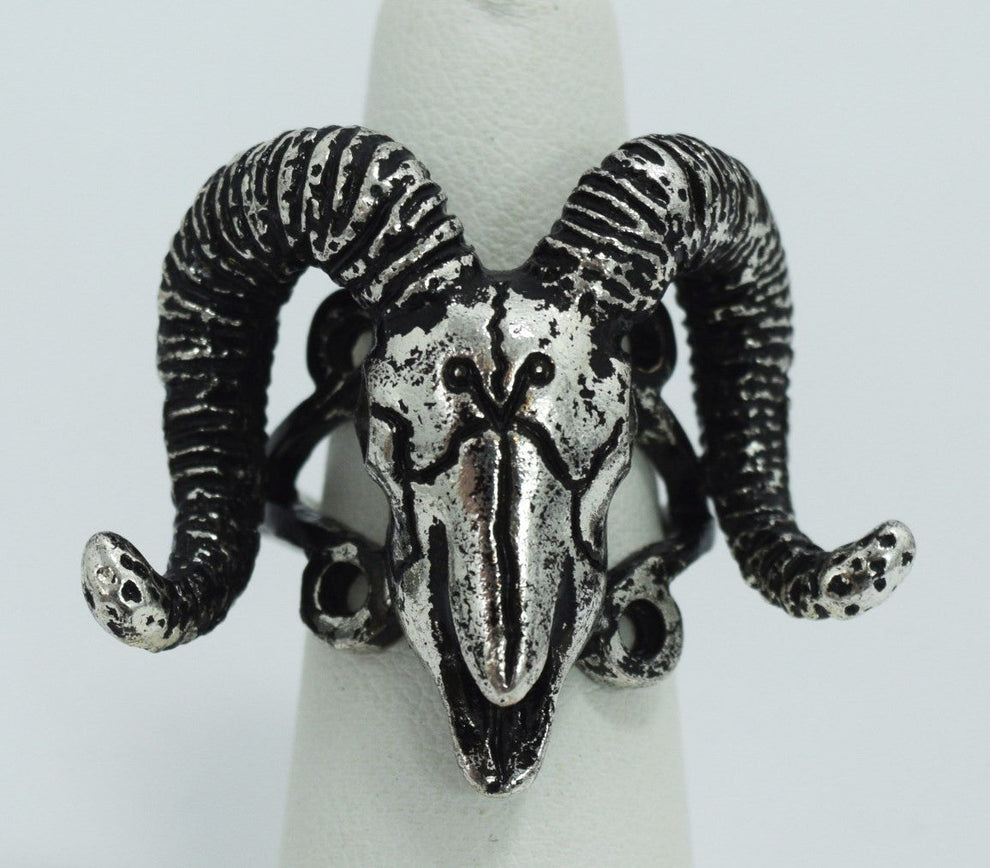 Restyle Gothic Jewelry skull ram and Arsenic Symbol Gothic Occult Ring ...