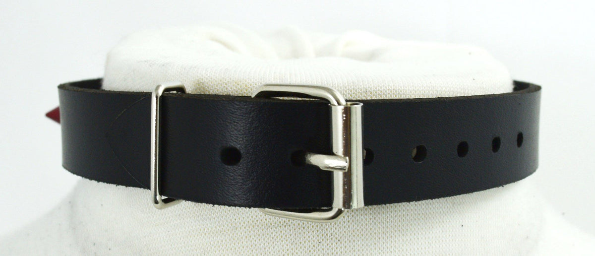 Gothic Punk Rock Emo Pentagram Charm Rivet Red Spikes Leather Choker C ...