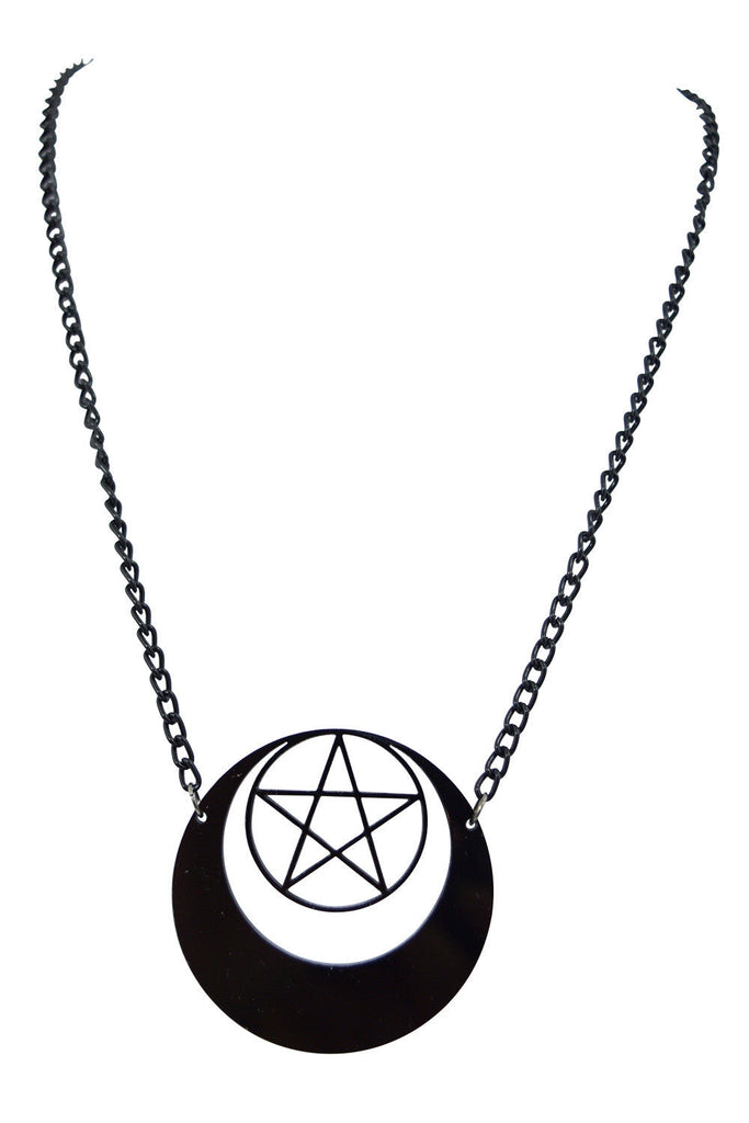 Magic symbol Pentacle Necklace Celtic Goddess Symbol Resin Black Chain ...