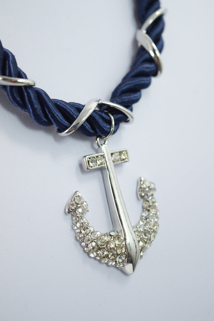Nautical Navy Chunky Rope and Anchor Charm Necklace and Earrings Set ...